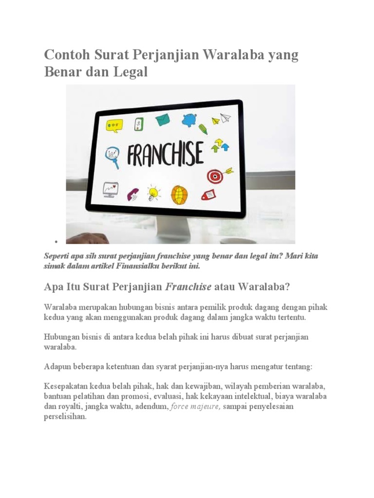 Perjanjian Waralaba Yang Baik Dan Benar | PDF