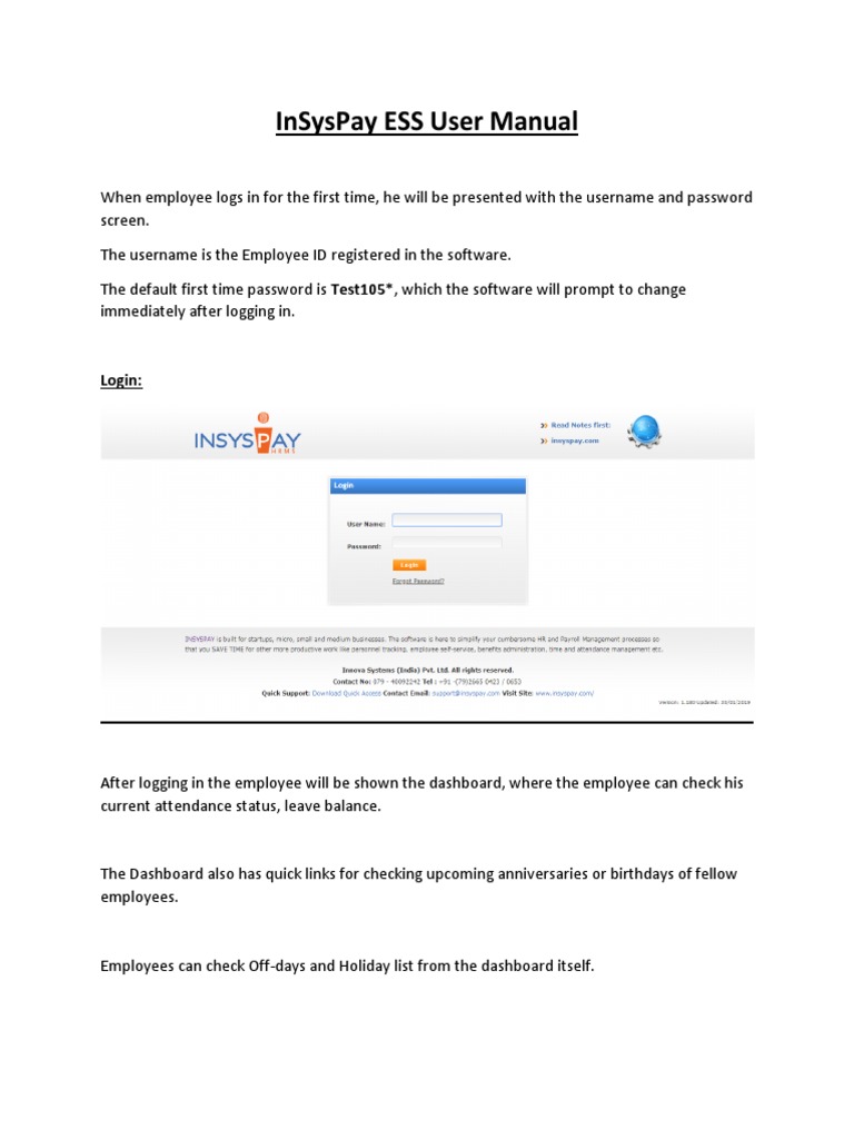 InSysPay ESS User Manual | PDF