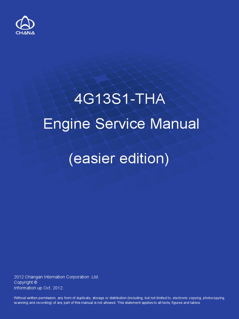 4G13S1 Engine Service Manual (Easier Edition) | PDF | Piston | Ignition ...