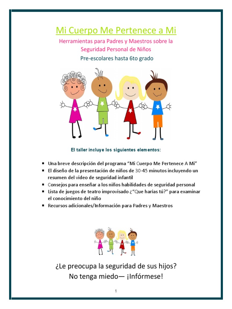 Seguridad Personal Infantil: Mi Cuerpo Me Pertenece | PDF | Abuso ...
