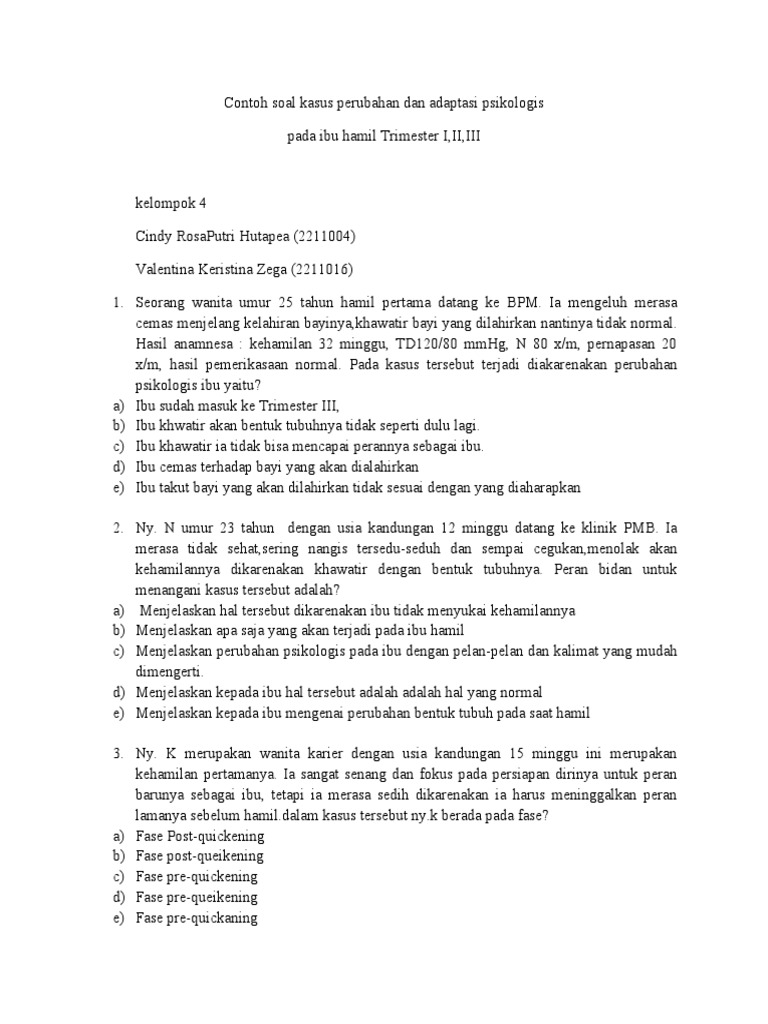 Soal Kasus Psikologis Ibu Hamil TM I, II, III | PDF