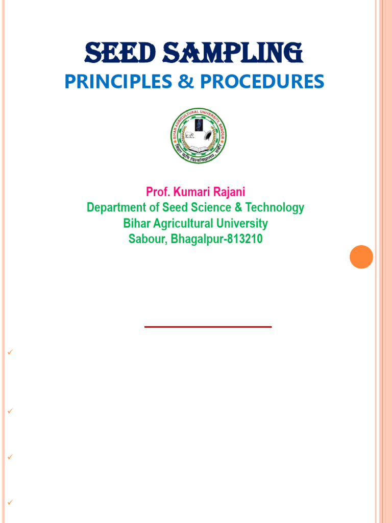 Seed Sampling (Principles and Procedures) | PDF | Sampling (Statistics ...