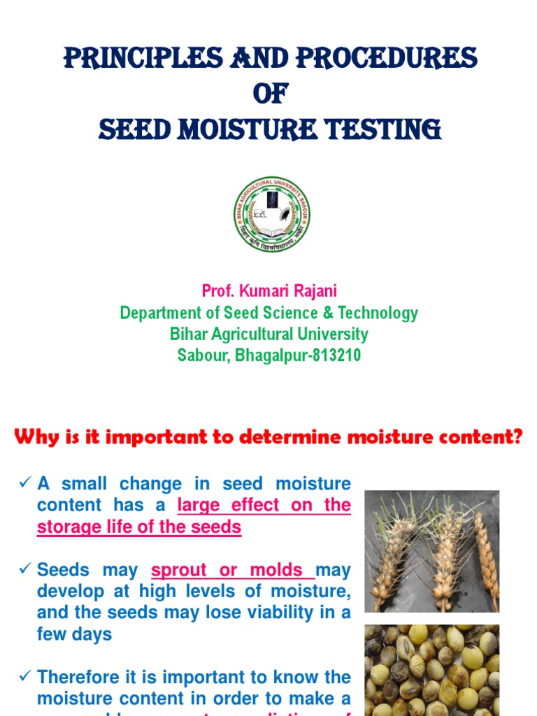 Seed Moisture Testing (Principles and Procedures) | PDF | Seed ...