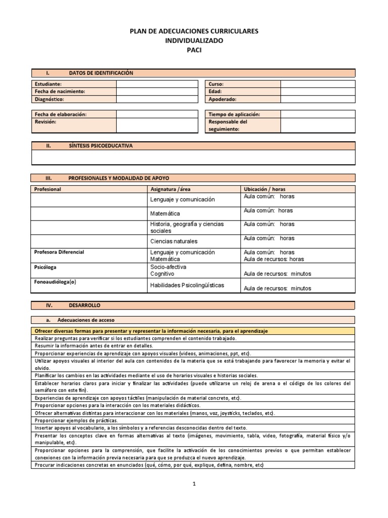 Formato PACI | PDF | Evaluación | Aprendizaje