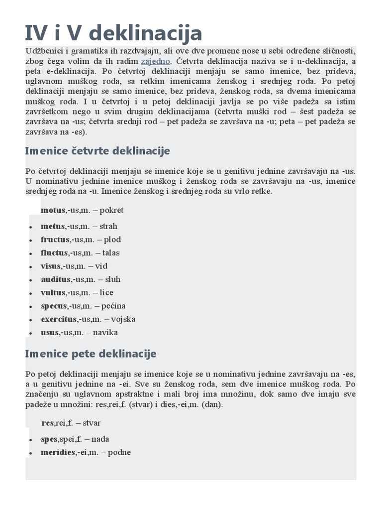 Deklinacije 1 | PDF