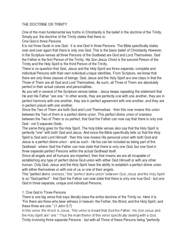 The Doctrine of Trinity | PDF | Trinity | God The Father