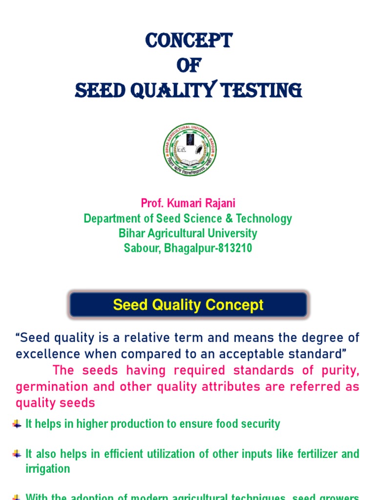Concept of Seed Quality and Seed Quality Testing | PDF | Seed | Germination