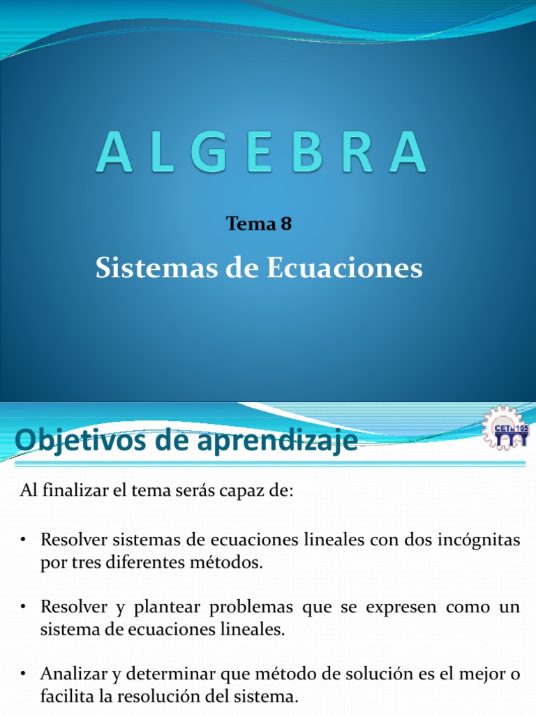 TEMA 8. (Sistemas de Ecuaciones) | PDF | Sistema de ecuaciones lineales ...