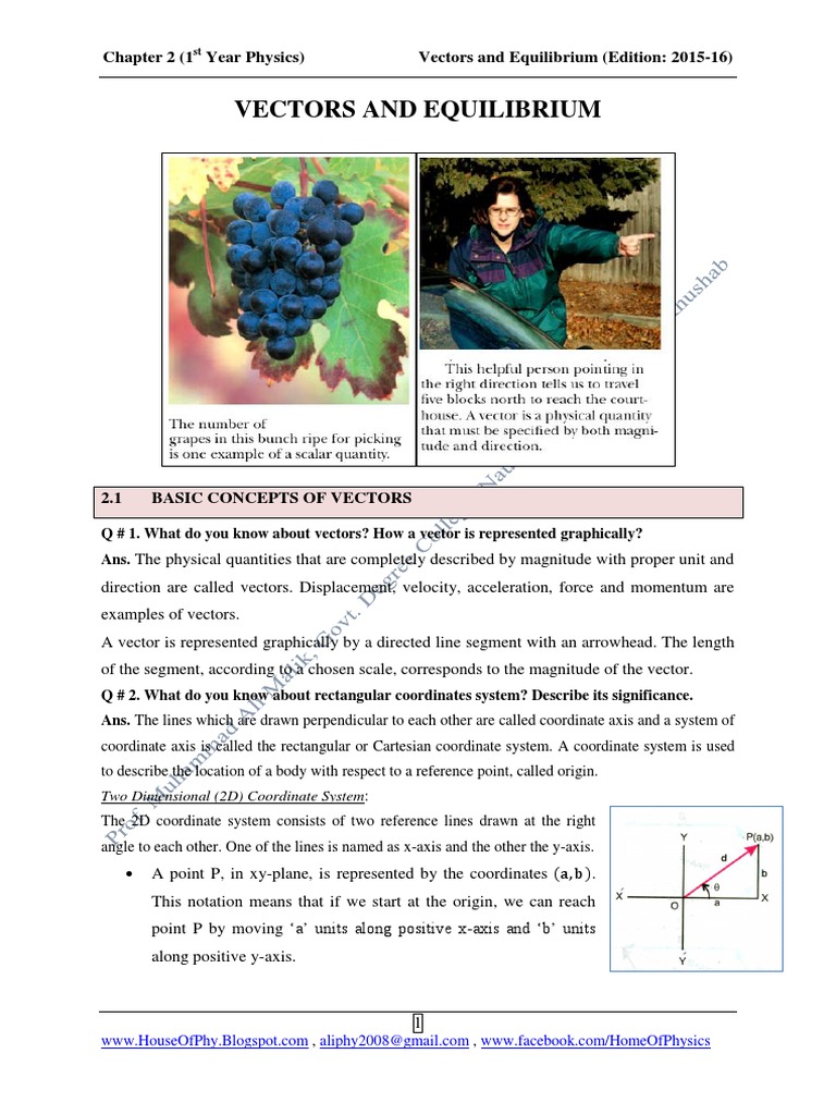Chapter 2 Final Pdf Euclidean Vector Cartesian Coordinate System