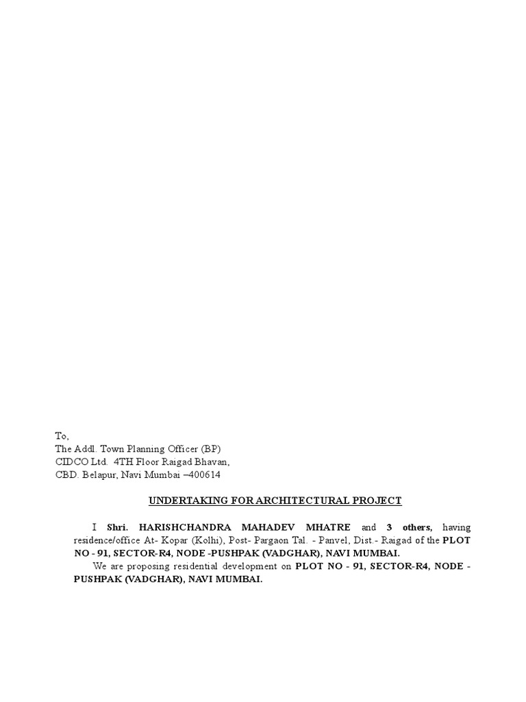 617 - Undertaking For Architectural Projection | PDF