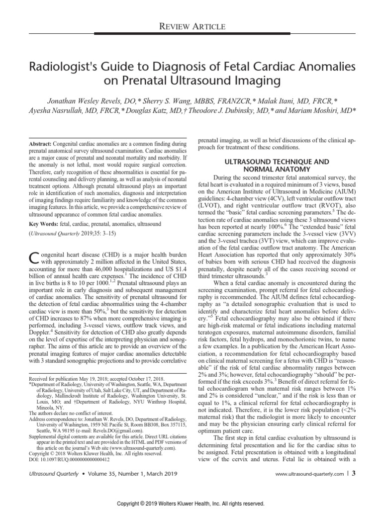 Radiologist's Guide To Diagnosis of Fetal Cardiac Anomalies On Prenatal ... Radiologist's Guide To Diagnosis of Fetal Cardiac Anomalies On Prenatal ...