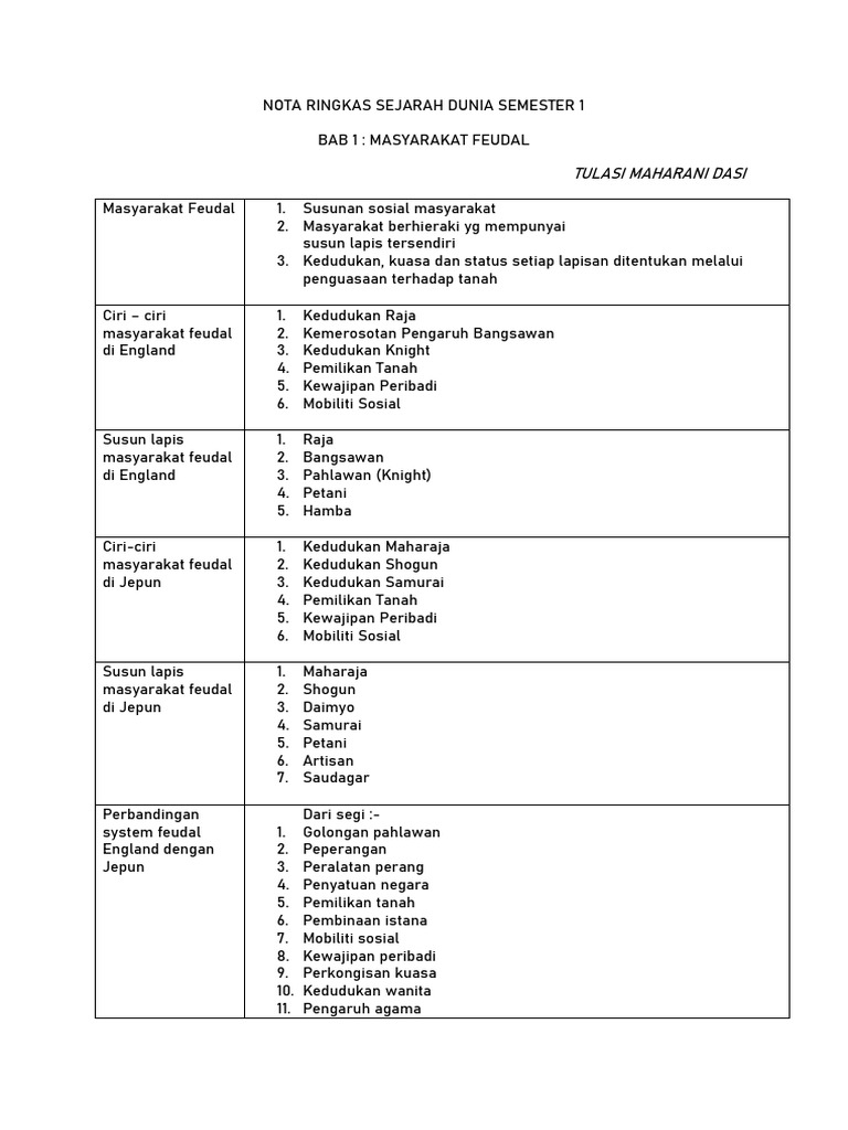 Nota Ringkas Sejarah Dunia Semester 1 Stpm Pdf