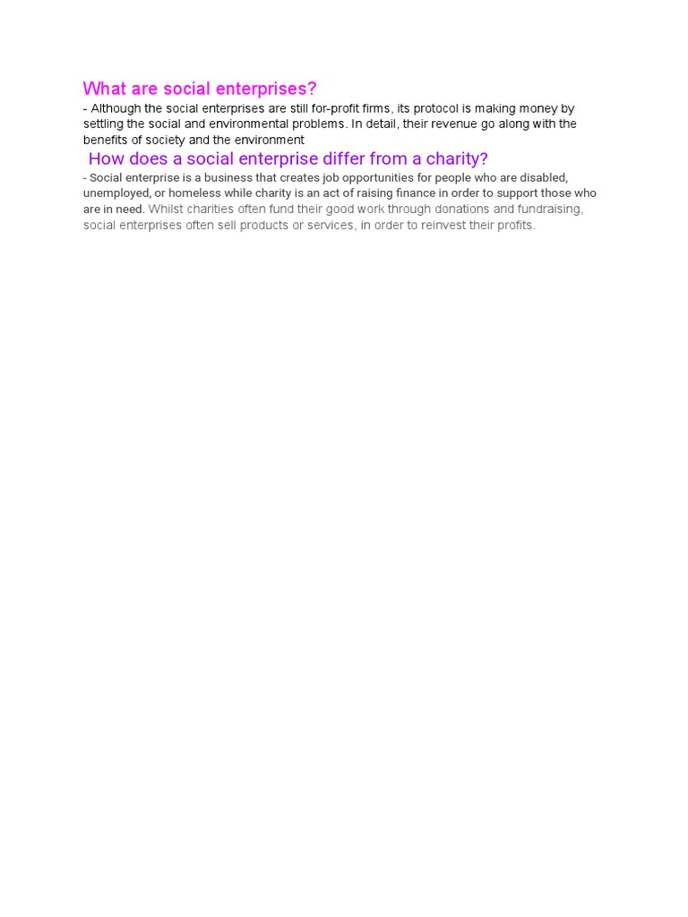 What Are Social Enterprises?: How Does A Social Enterprise Differ From ...