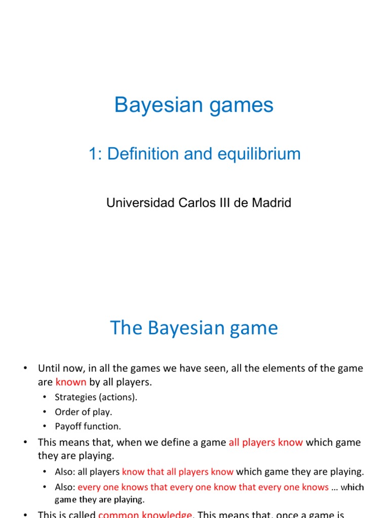 Bayesian Games: 1: Definition and Equilibrium | PDF | Economic Equilibrium | Mathematics