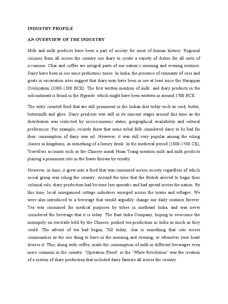 C2 Industry Profile | PDF | Milk | Dairy