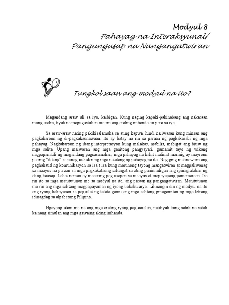 Modyul 8-Pahayag Na Interaksyunal-Part1 | PDF