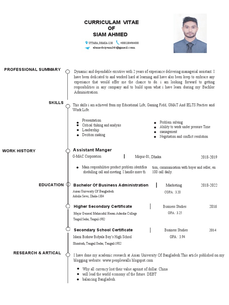 Siam Ahmed CV Part 1 | PDF | Economies