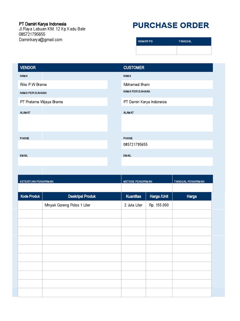 Contoh Purchase Order | PDF