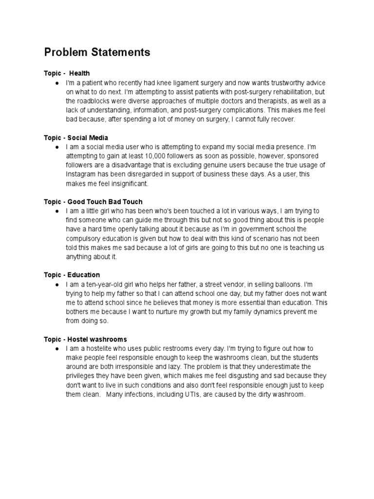 Problem Statements | PDF