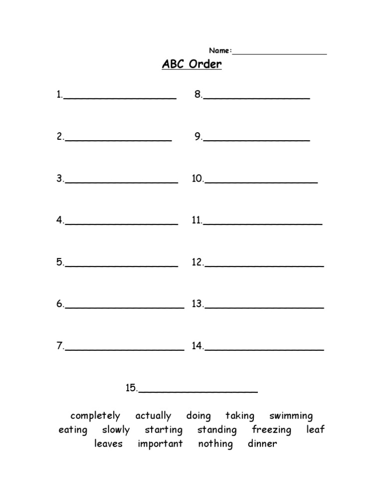 ABC Order Template | PDF