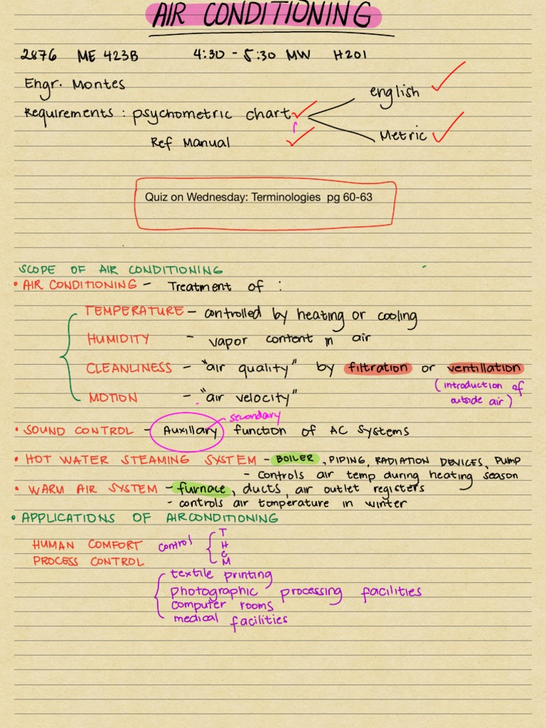 Aircon Notes | PDF | Air Conditioning | Physical Quantities