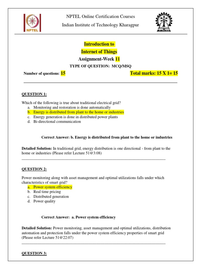Assignment W11 | PDF | Electrical Grid | Internet Of Things