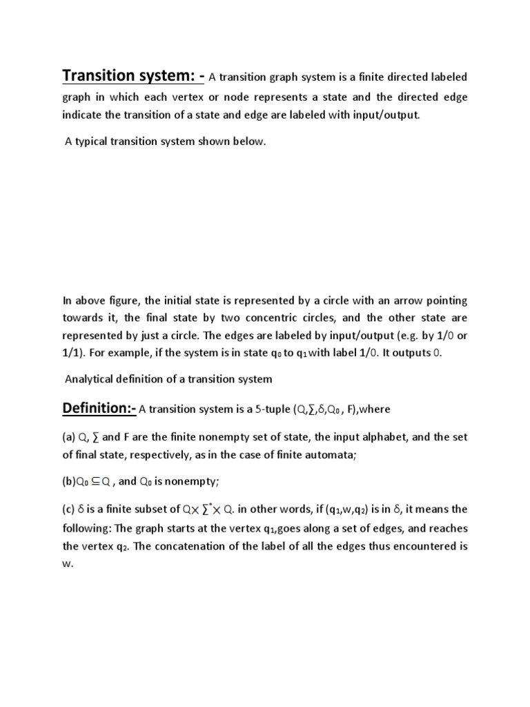 Transition System Pdf Models Of Computation Theoretical Computer Science