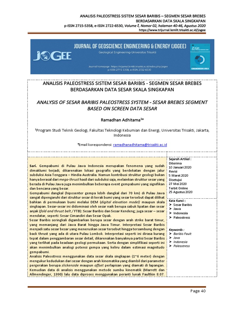 Analisis Paleostress Sesar Baribis Jawa | PDF