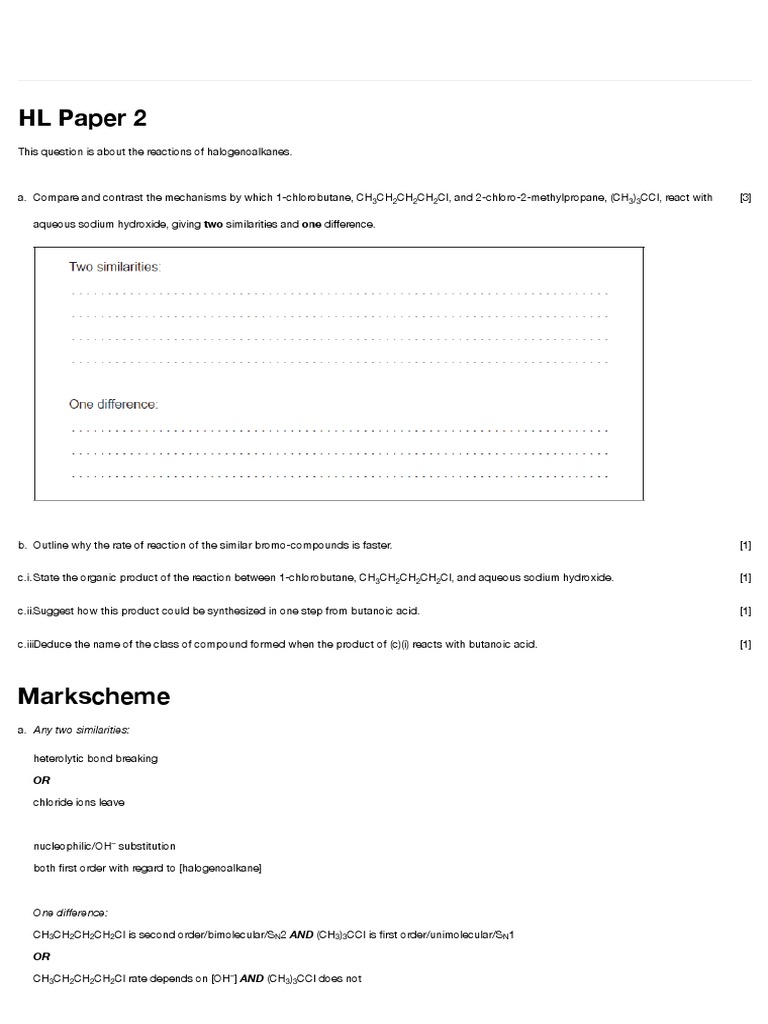 IB Questionbank - Topic20 - Markcheme | PDF | Alkene | Chemical Reactions