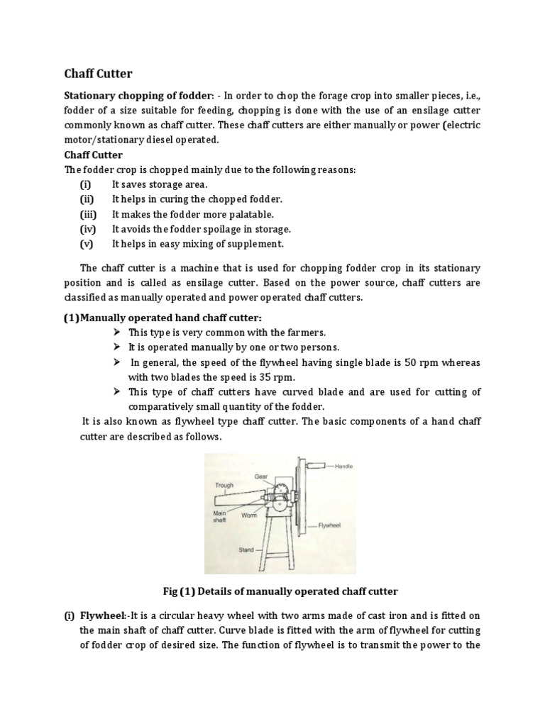 Manual and Power Chaff Cutter Overview | PDF | Gear | Blade