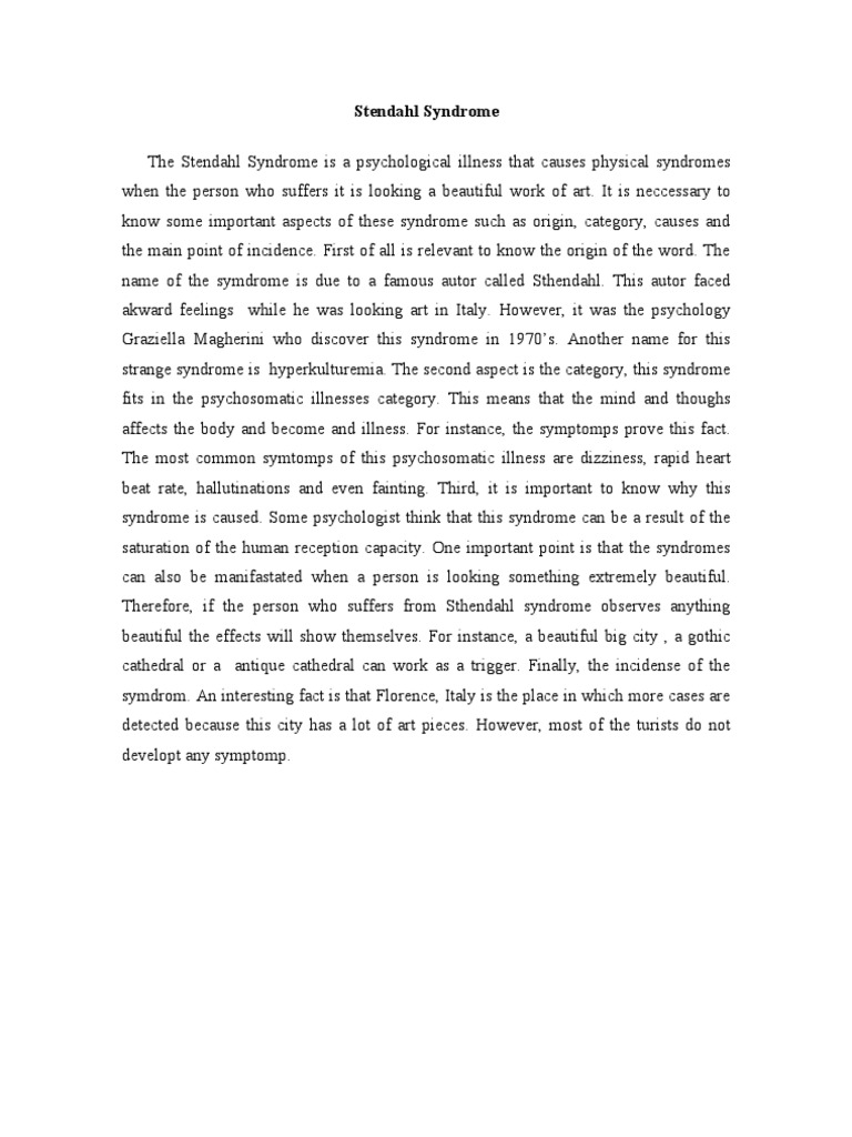 Stendahl Syndrme | PDF