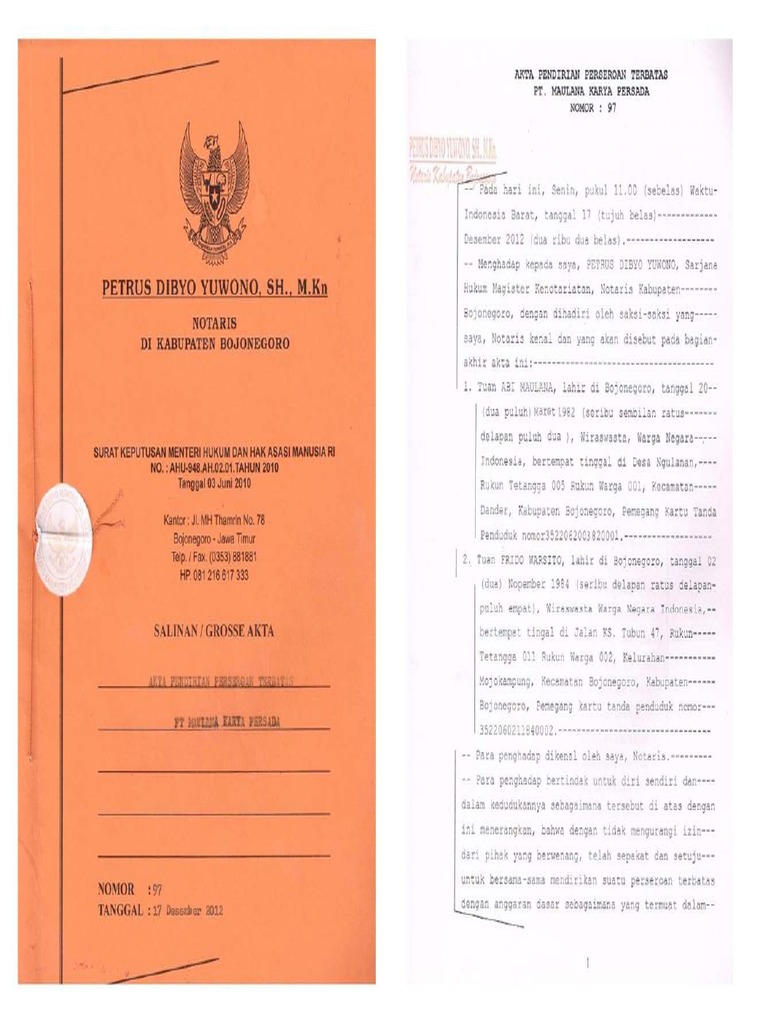 Akta Pendirian MKP | PDF