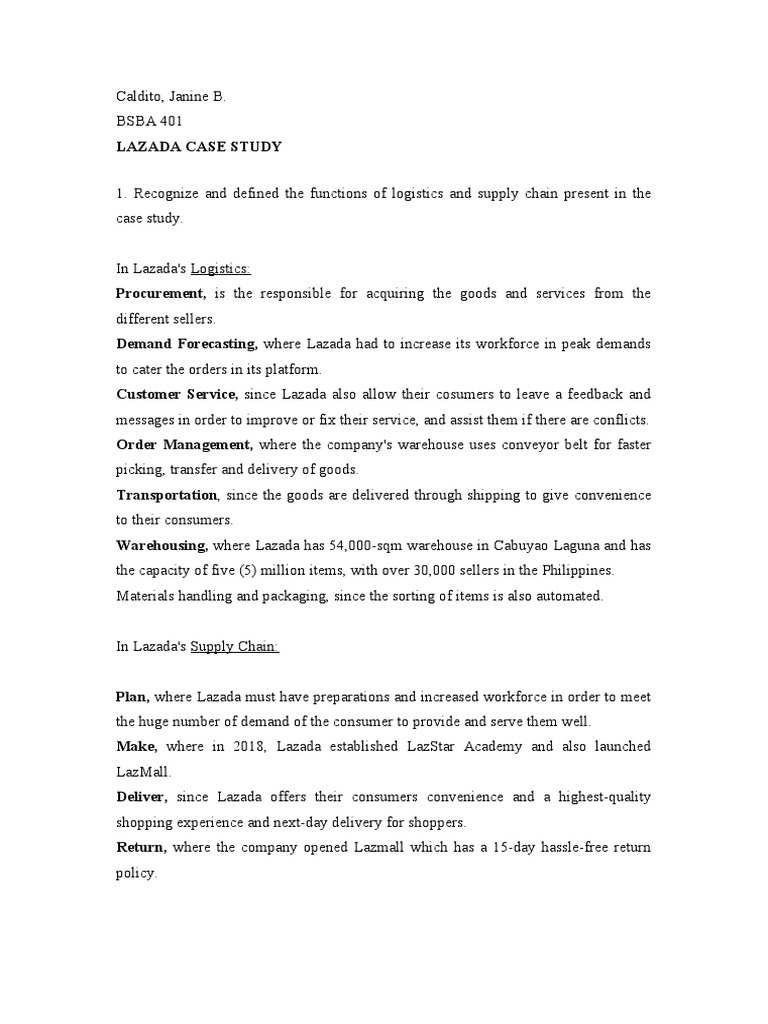 Lazada Case Study | Download Free PDF | Logistics | Warehouse