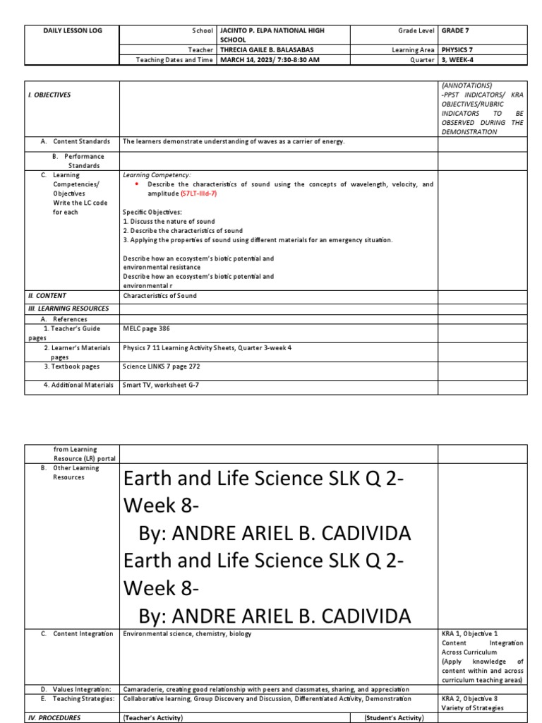 Lesson Plan Characteristic of Sound | PDF | Sound | Frequency
