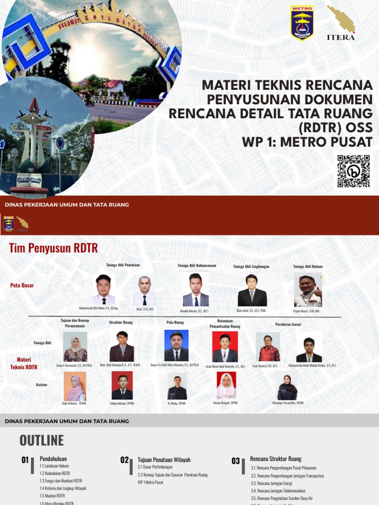 Materi Teknis Rencana Penyusunan Dokumen Rencana Detail Tata Ruang (RDTR) Oss WP 1: Metro Pusat ...