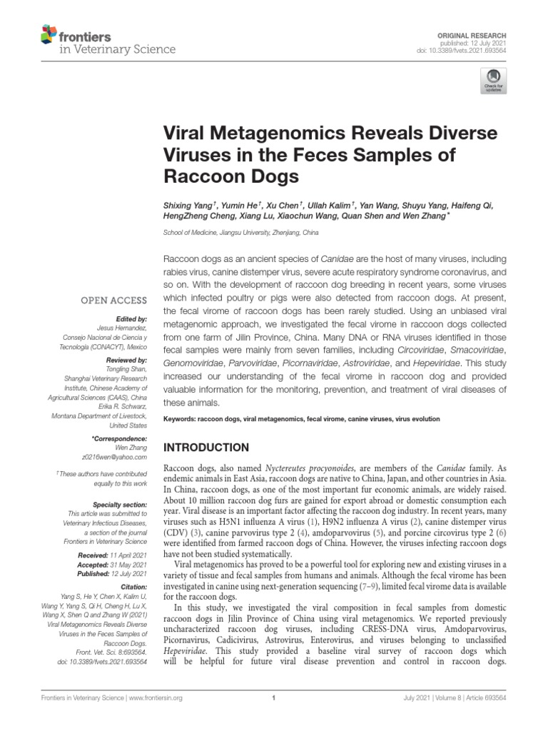 Viral Metagenomics Reveals Diverse Viruses in The | PDF | Virus ...