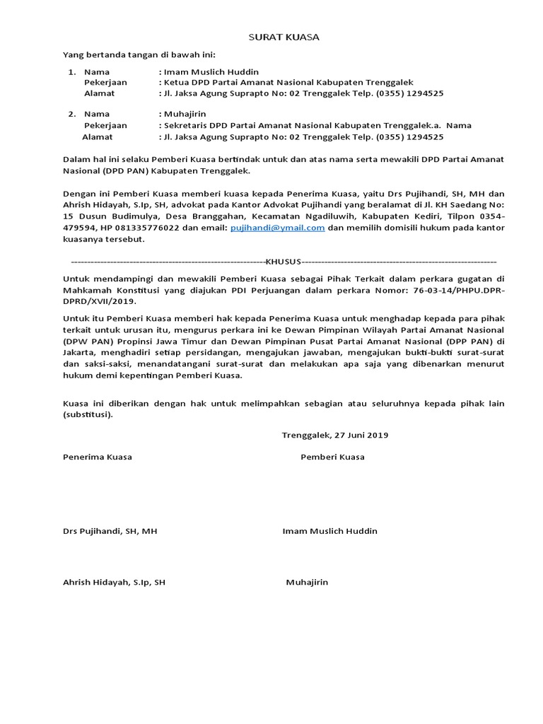 Surat Kuasa-MK | PDF