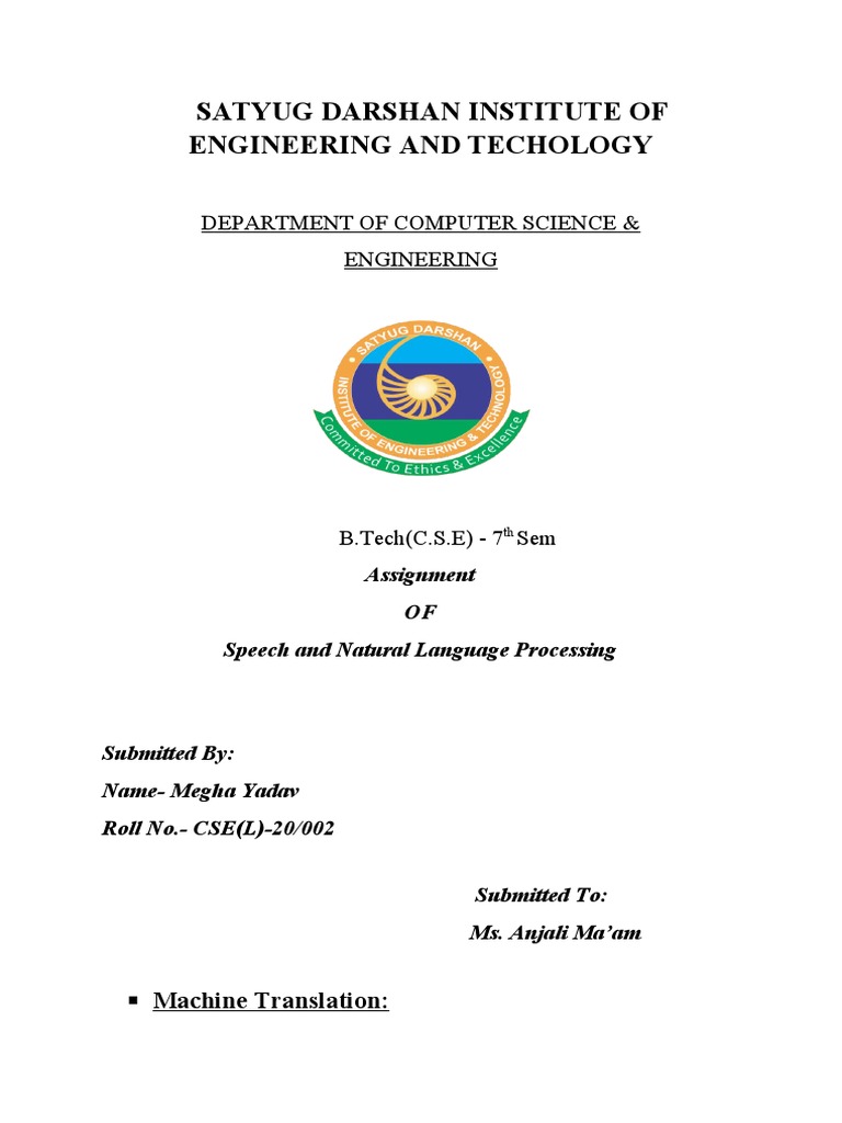 SNLP Assignment | PDF | User Interface | Speech Recognition
