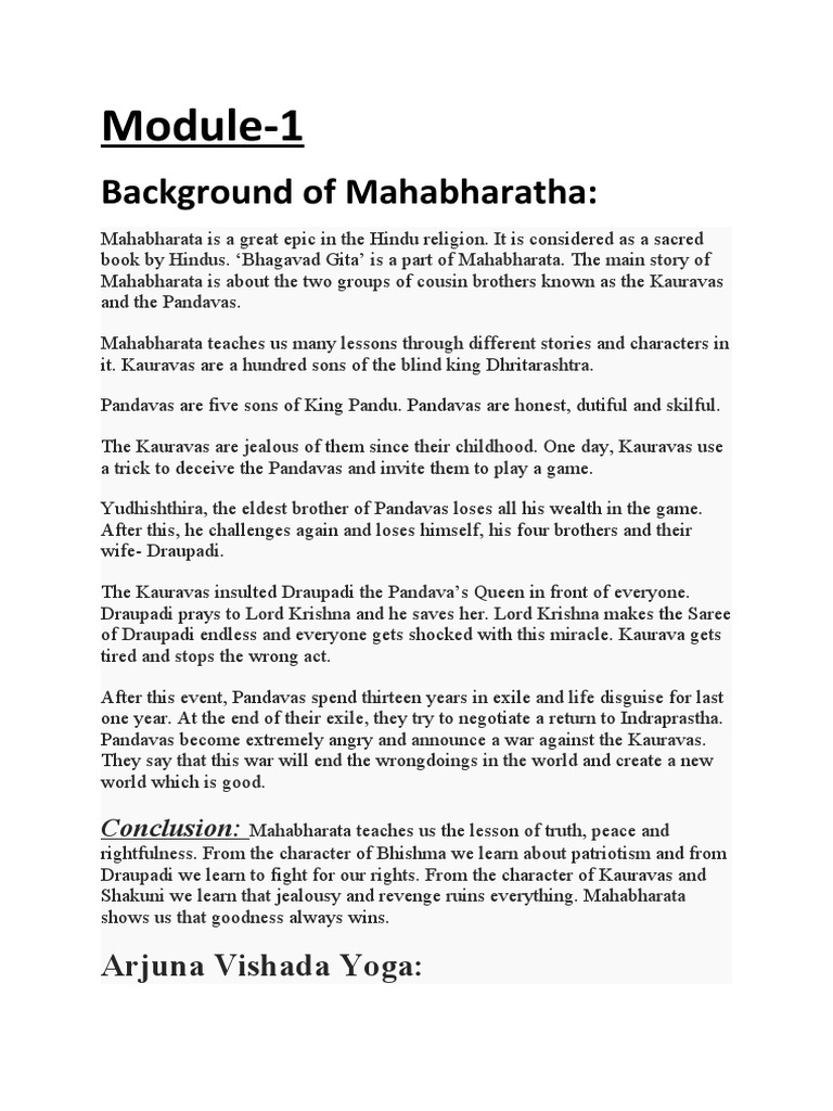 Module 1 | PDF | Mahabharata | Vaishnava Texts