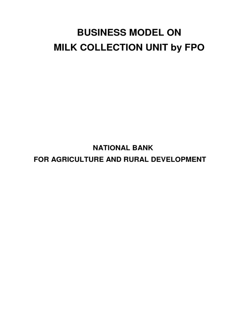 Business Model On Milk Collection Unit by FPO | PDF | Milk | Loans