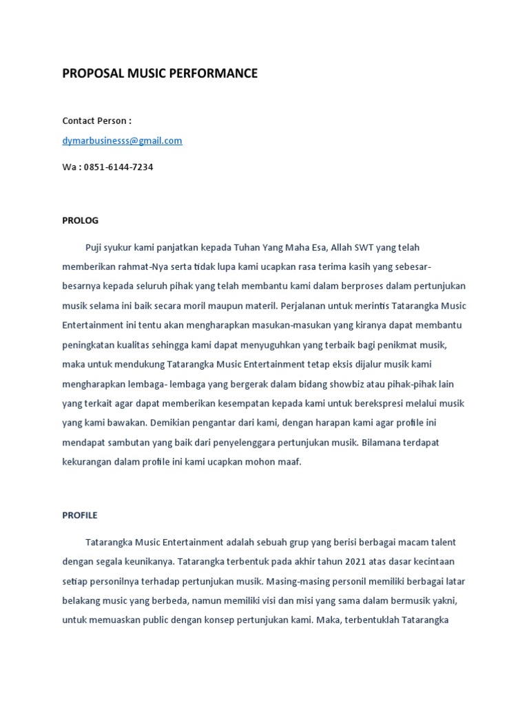 Proposal Music Performance | PDF