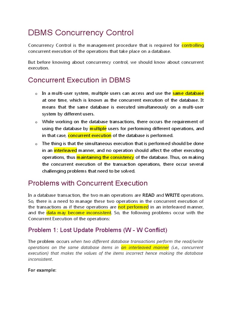 3DBMS Concurrency Control | PDF | Finance & Money Management