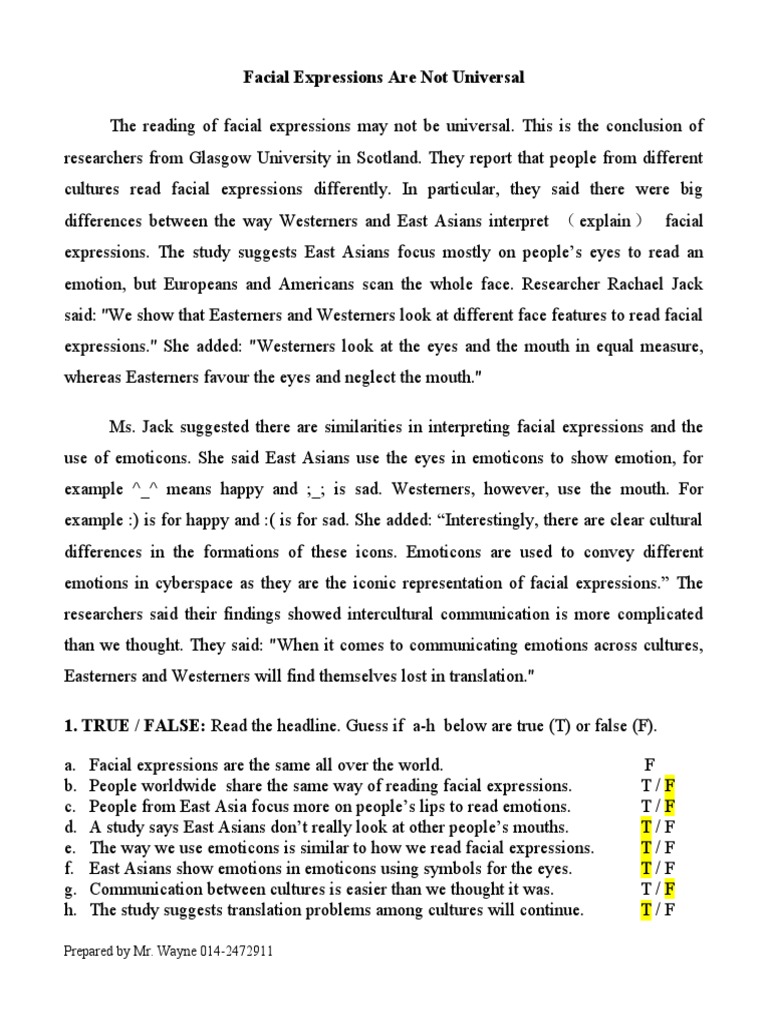 E2. Facial Expressions Are Not Universal | PDF | Facial Expression ...