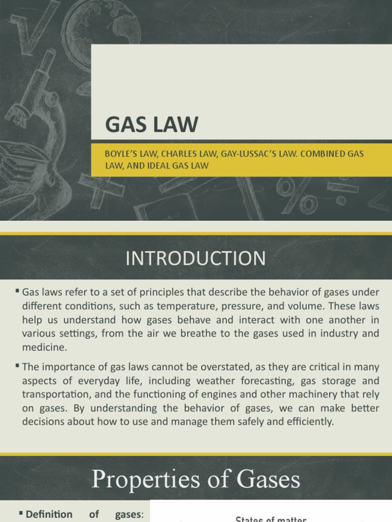 Gas Law: Boyle'S Law, Charles Law, Gay-Lussac'S Law. Combined Gas Law ...