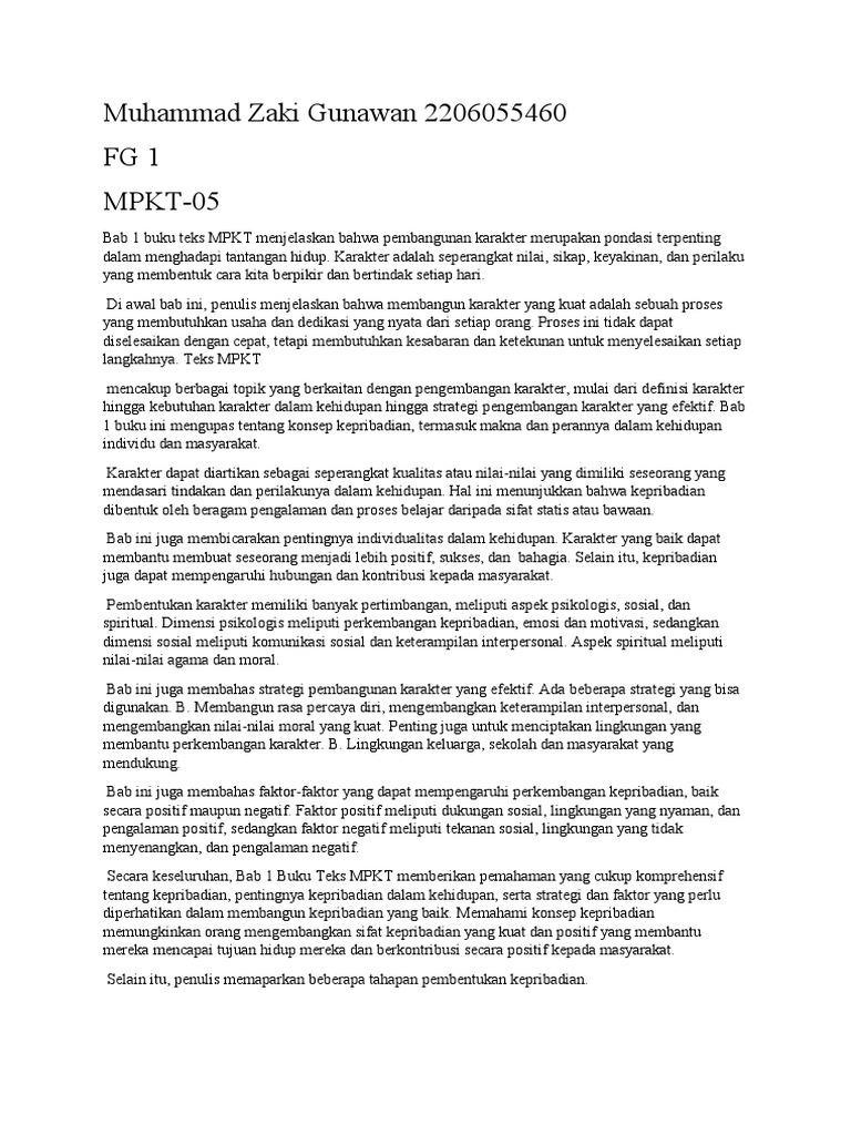 MPKT LTM Pekan 1 Zaki Gunawan 2206055460 | PDF
