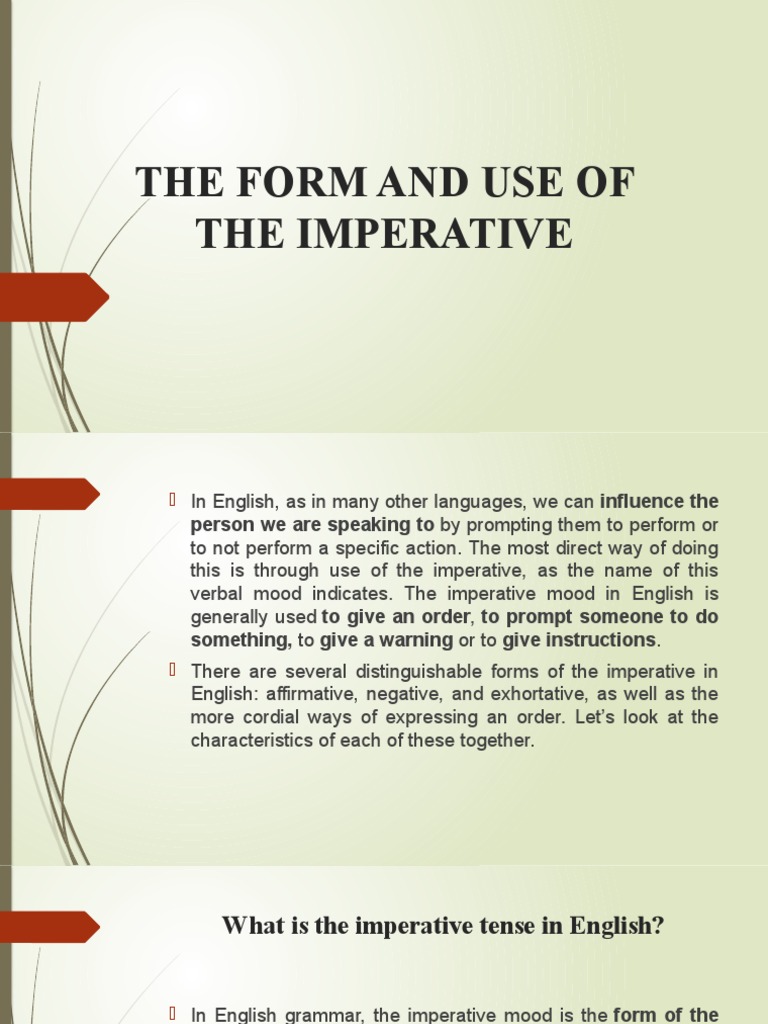 Imperative Tense | PDF | Linguistics | Grammar