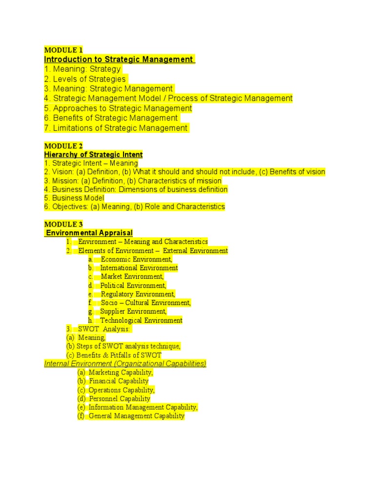 Strategic Management | PDF | Strategic Management | Swot Analysis