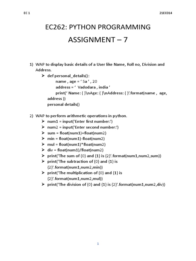 21EC014 Final Assignment | PDF | Parameter (Computer Programming ... 21EC014 Final Assignment | PDF | Parameter (Computer Programming ...