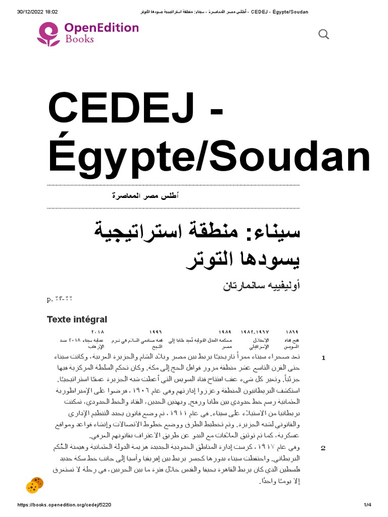 أطلس مصر المعاصرة - سيناء - منطقة استراتيجية يسودها التوتر - CEDEJ - Égypte - Soudan | PDF
