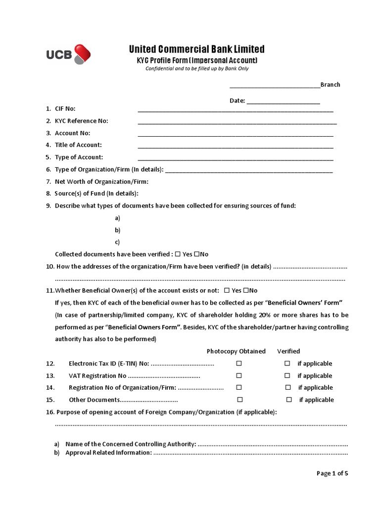 KYC Profile Form (Entity) | PDF | Economies | Business